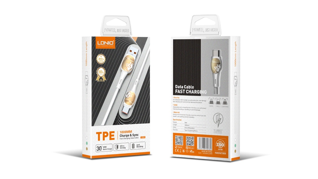 CABLE LDNIO LS831 1 MTS 30W IPHONE | Ingelcom